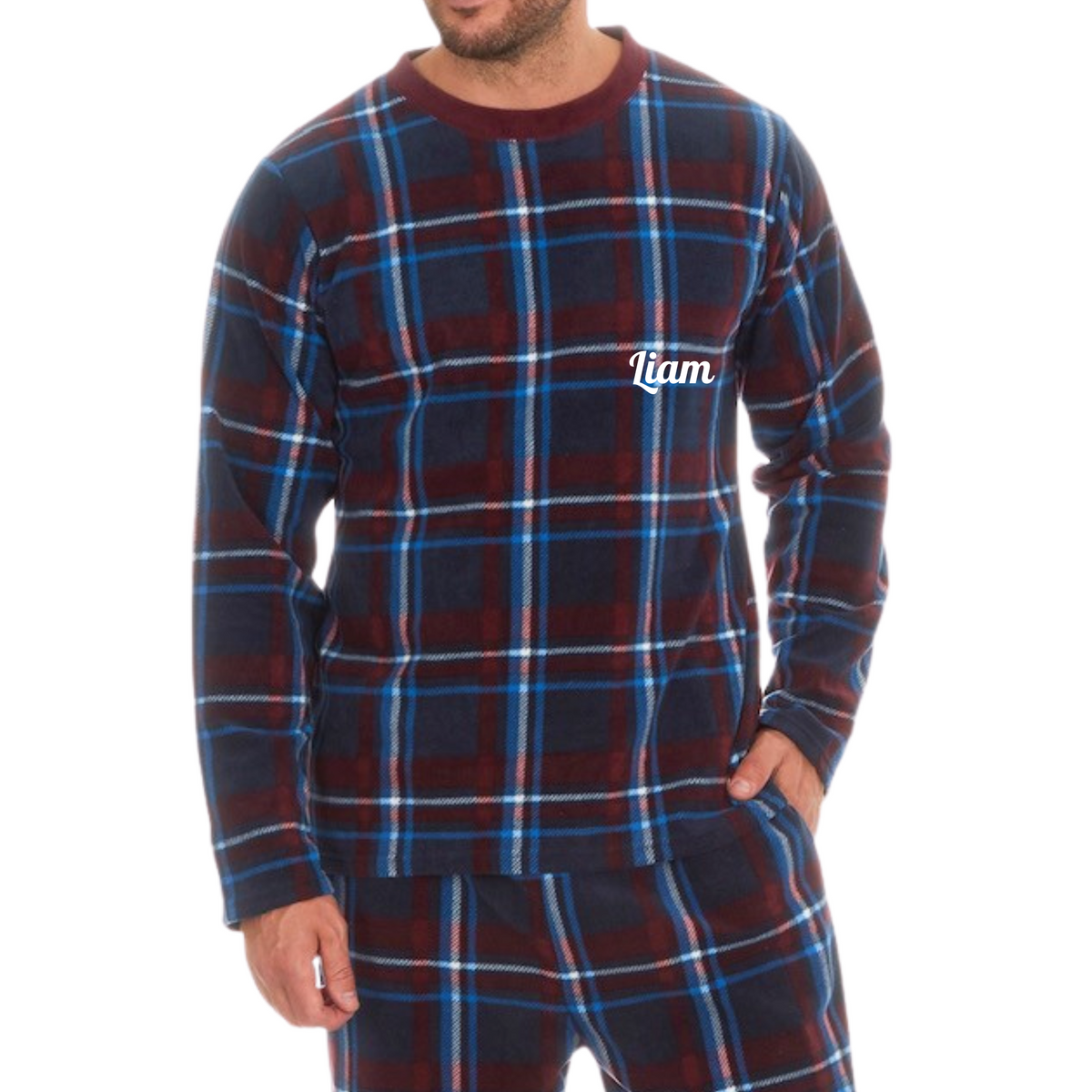 Burgundy Fleece Pyjamas – Style It Up - Luxury Personalised Apparel