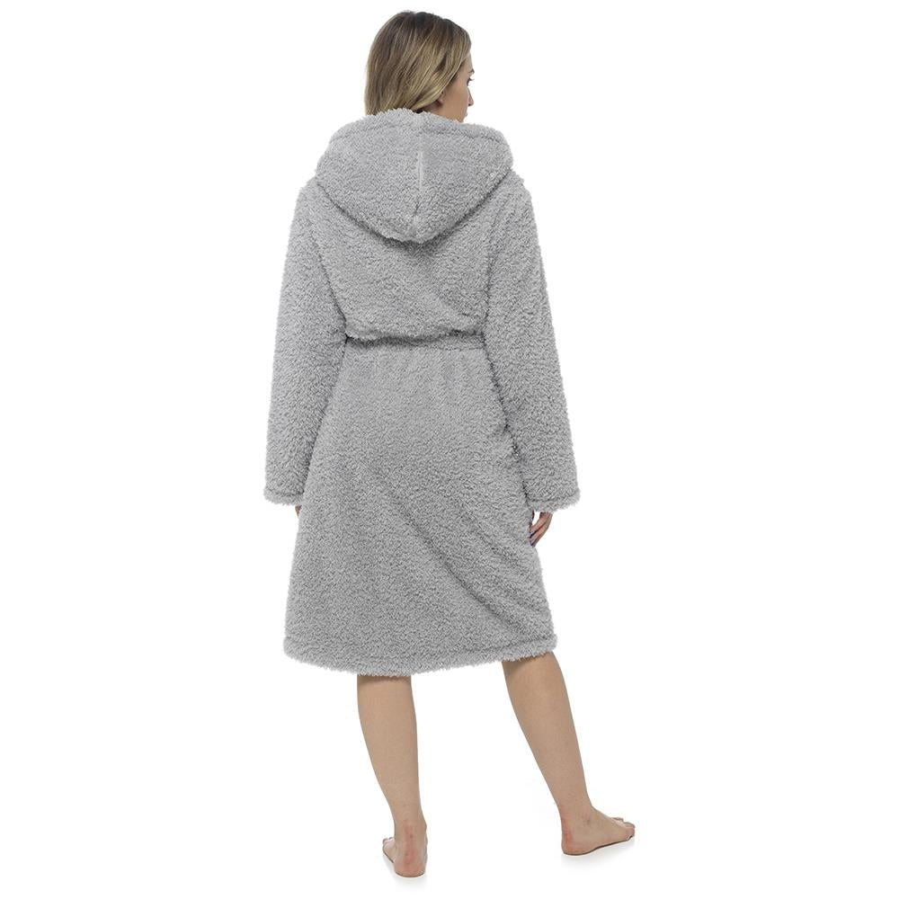 Grey Frosted Borg Hooded Robe – Style It Up - Luxury Personalised Apparel
