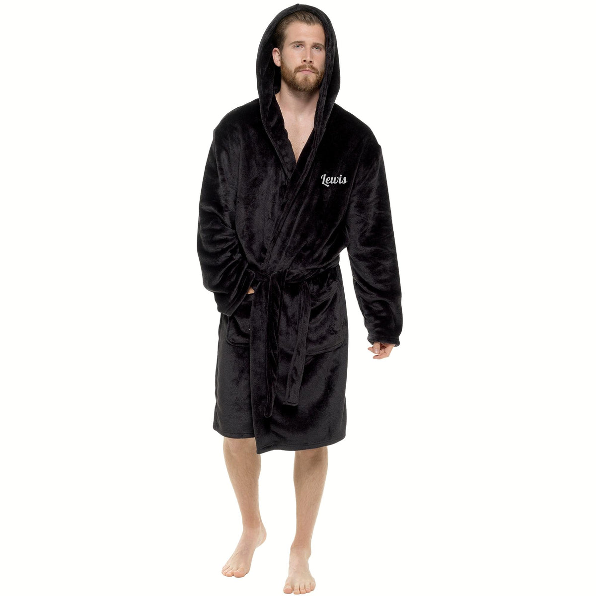 Black Shimmer Fleece Robe – Style It Up - Luxury Personalised Apparel