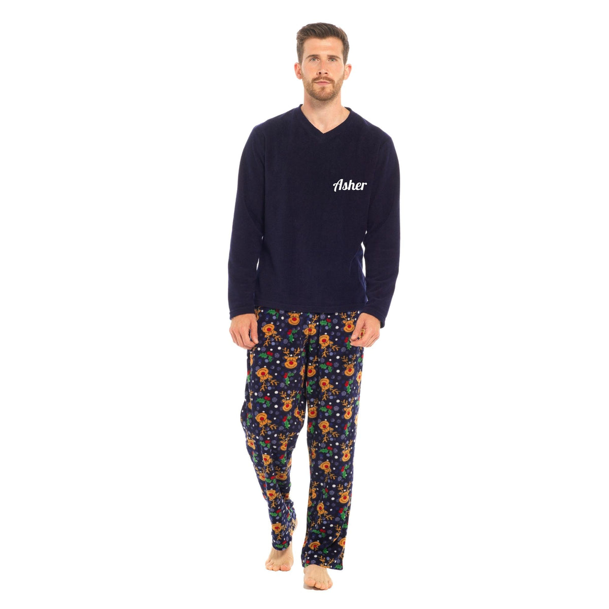 Navy Mens Christmas Pyjamas – Style It Up - Luxury Personalised Apparel