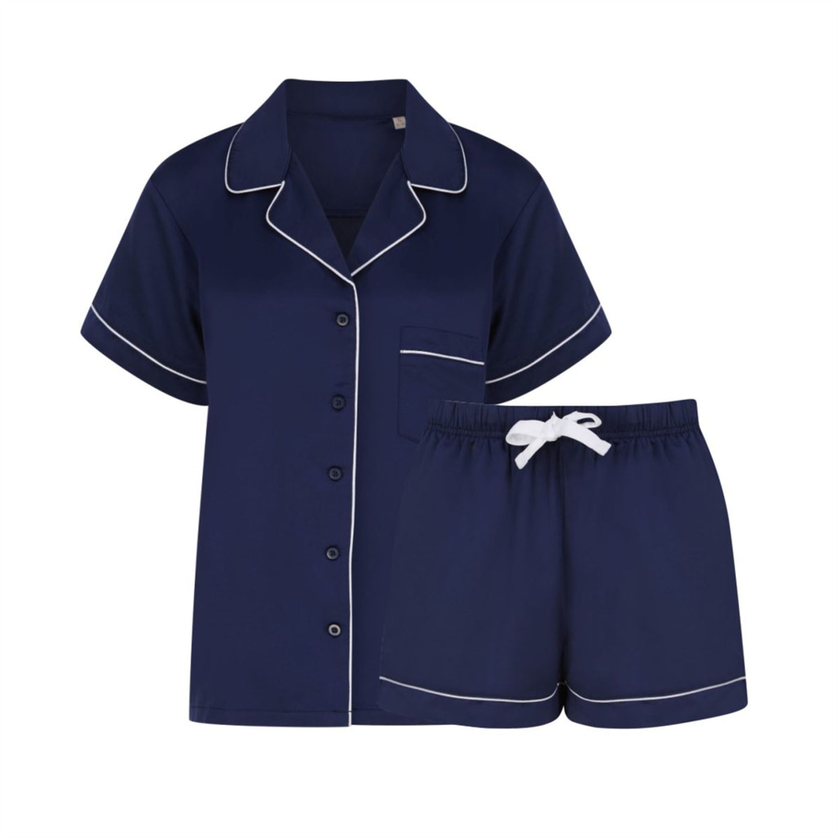 Girls Navy Short Sleeve Satin Pyjamas – Style It Up - Luxury ...